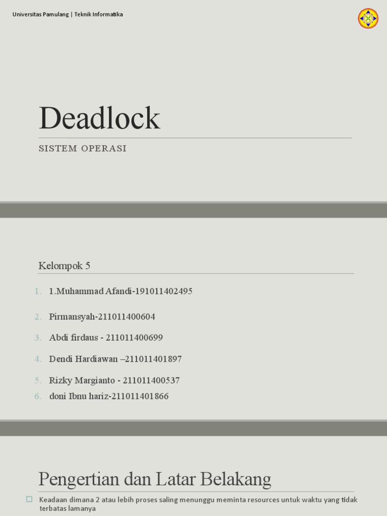 Kelompok 5 Deadlock Sistem Operasi | PDF