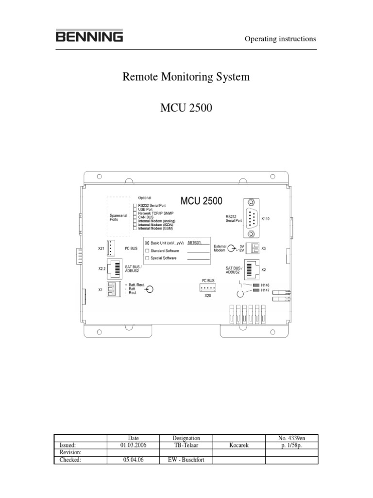 MCU 2500 Remote Monitoring Manual | PDF | Microcontroller | Power Supply