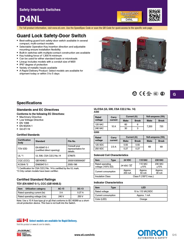 Omron Gate Switch D4NL Catalog & Wiring | PDF | Fuse (Electrical) | Switch