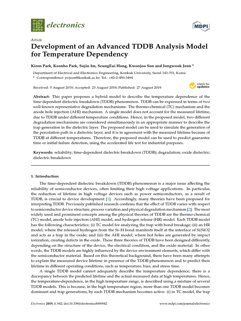 Advanced TDDB Model for Engineers | PDF | Dielectric | Condensed Matter ...