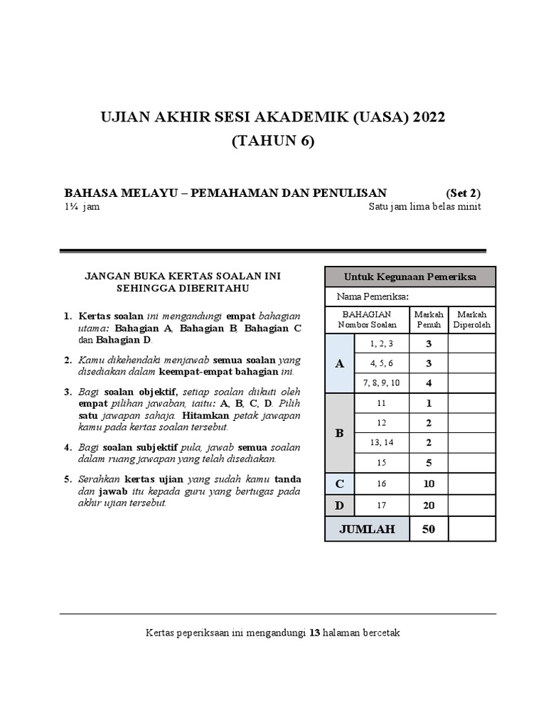 01 - UASA BM Y6 (Set 2) | PDF