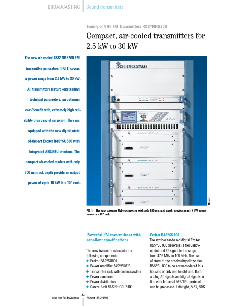 Compact, Air-Cooled Transmitters For 2.5 KW To 30 KW: Family of VHF FM Transmitters R&S ® NR8200 ...