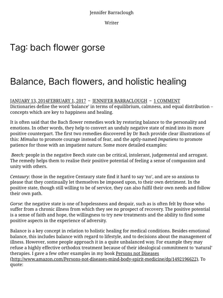 Bach Flower Gorse - Jennifer Barraclough | PDF | Major Depressive ...