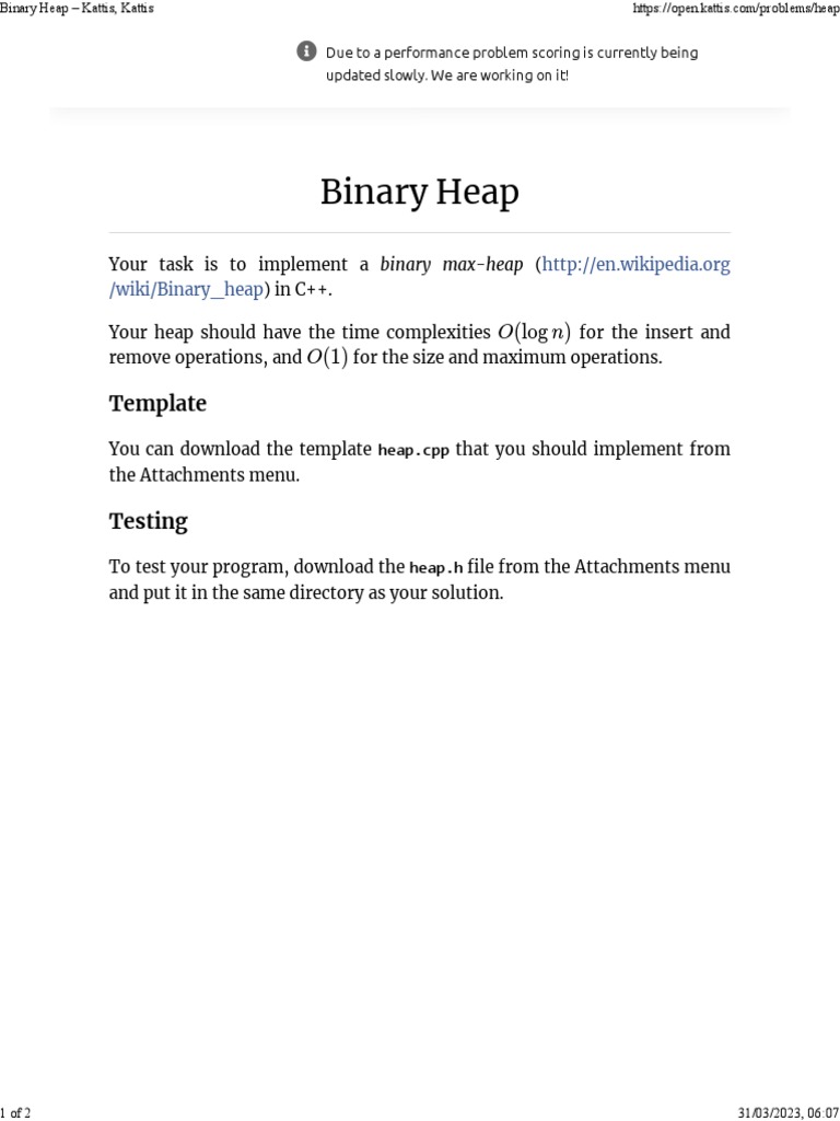 Binary Heap - Kattis, Kattis | PDF