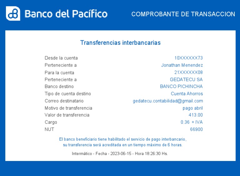 Comprobante de Transferencia Bancaria | PDF