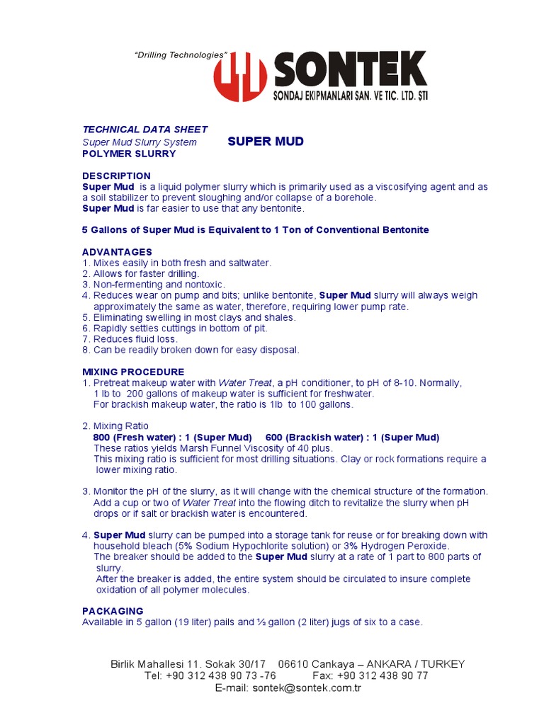 Super Mud Spec Sheet | PDF