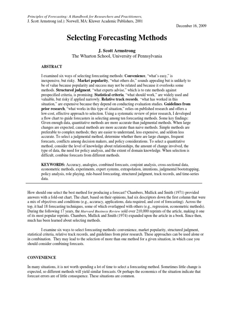PoF Selecting Forecasting Methods | Download Free PDF | Forecasting ... PoF Selecting Forecasting Methods | Download Free PDF | Forecasting ...
