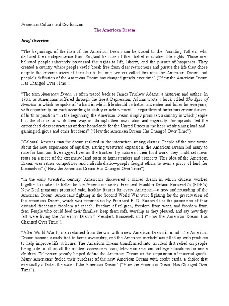 American Culture - The American Dream | PDF | American Dream | The ...