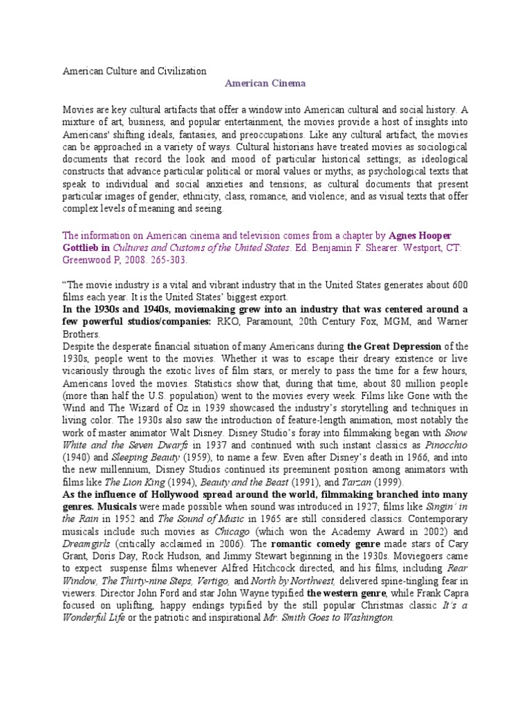 American Popular Culture - Cinema | PDF | Reality Television | Cinema ...