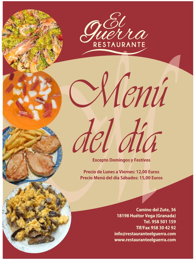 Menú Diario Restaurante El Guerra | PDF | Cocina, comidas y vino