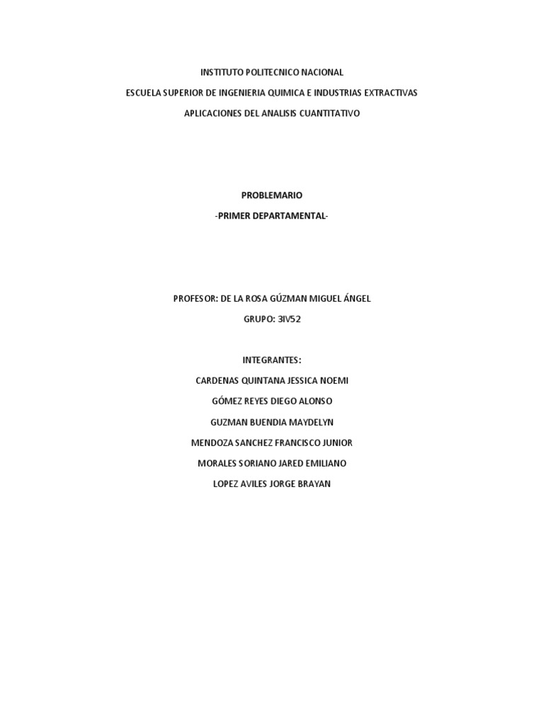 Problemario 1er Departamental | PDF | Ligando | Ciencia de los Materiales