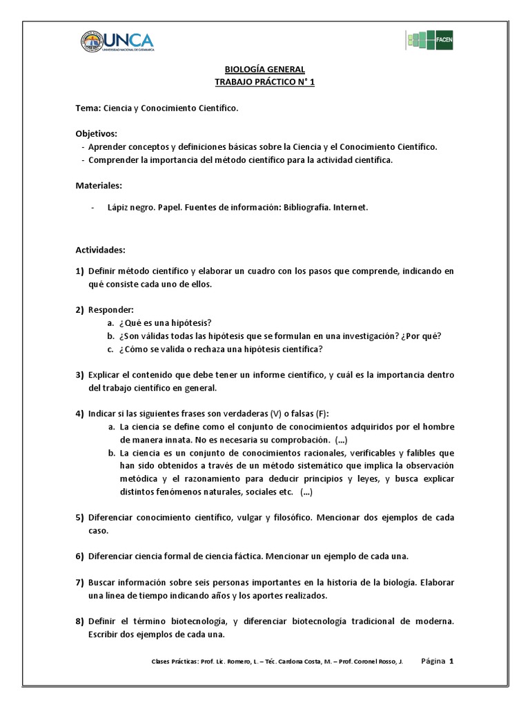 TP1 Biología General 2022 | PDF | Conocimiento | Science