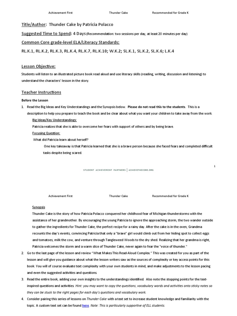 Thunder Cake K Lit | PDF | Vocabulary | Human Communication