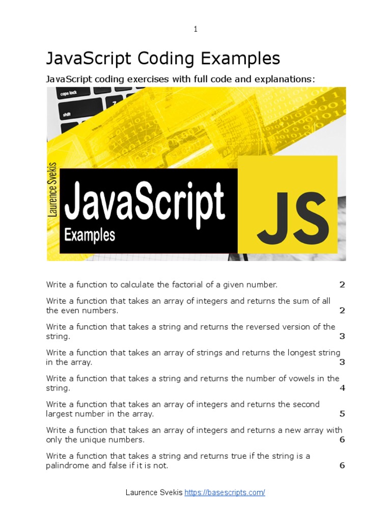 Javascript Coding Examples Pdf String Computer Science Function Mathematics