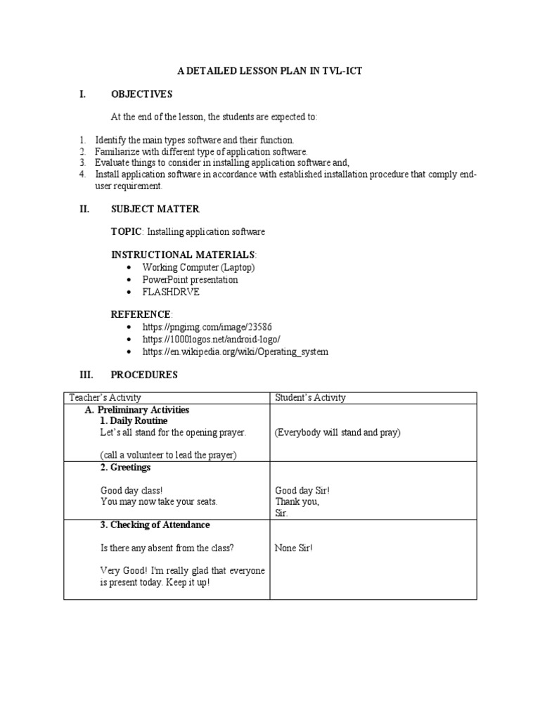 Lesson Plan: Installing Application Software | PDF | Operating System | Software