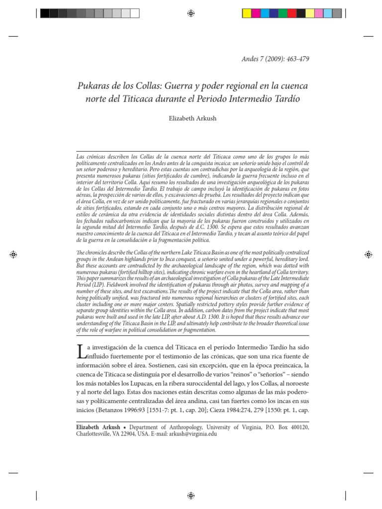 Pukaras de Los Collas | PDF | Imperio Inca | Sistema de información geográfica