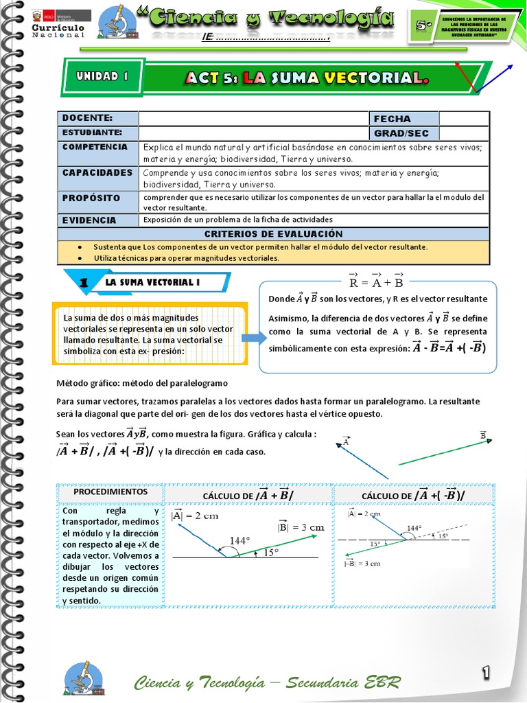 D5º ACT 5-CYT-U1 | PDF | Vector Euclidiano | Geometría
