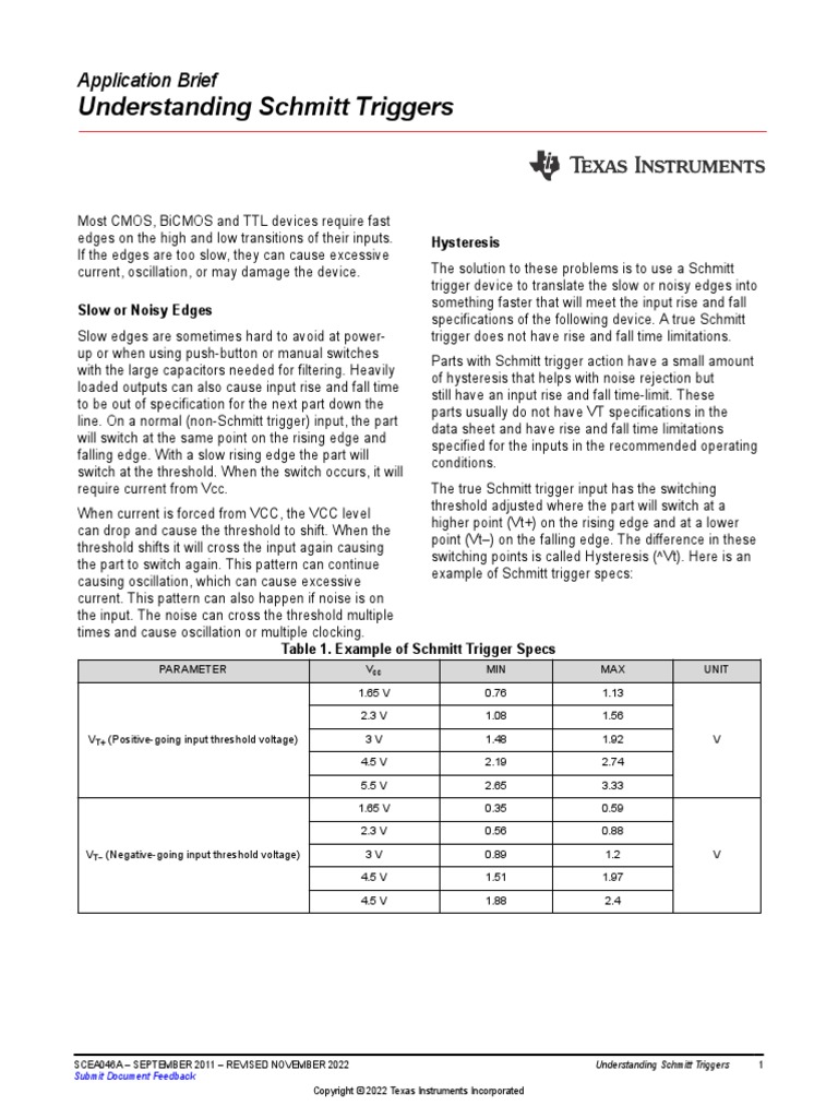 Understanding Schmitt Triggers | PDF | Electrical Engineering | Electronics