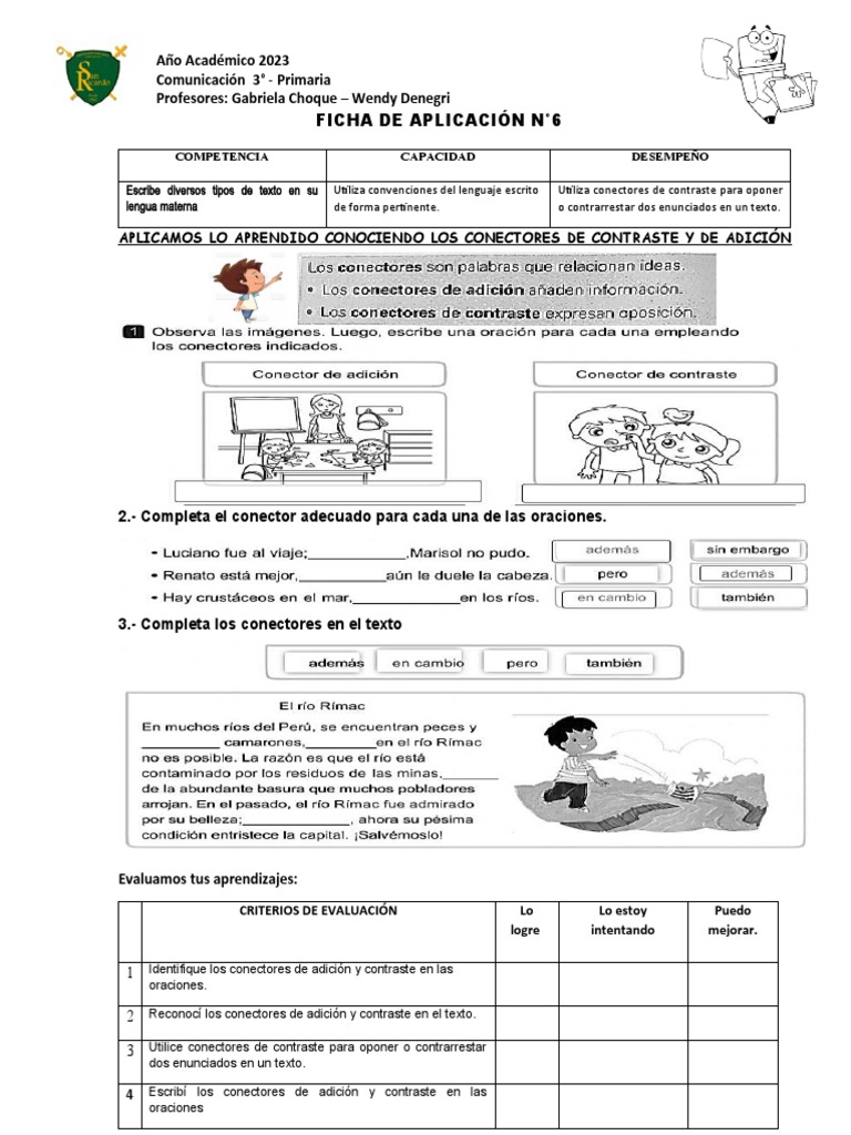 FICHA N° 6 CONECTORES ADICIÓN Y CONTRASTE | PDF