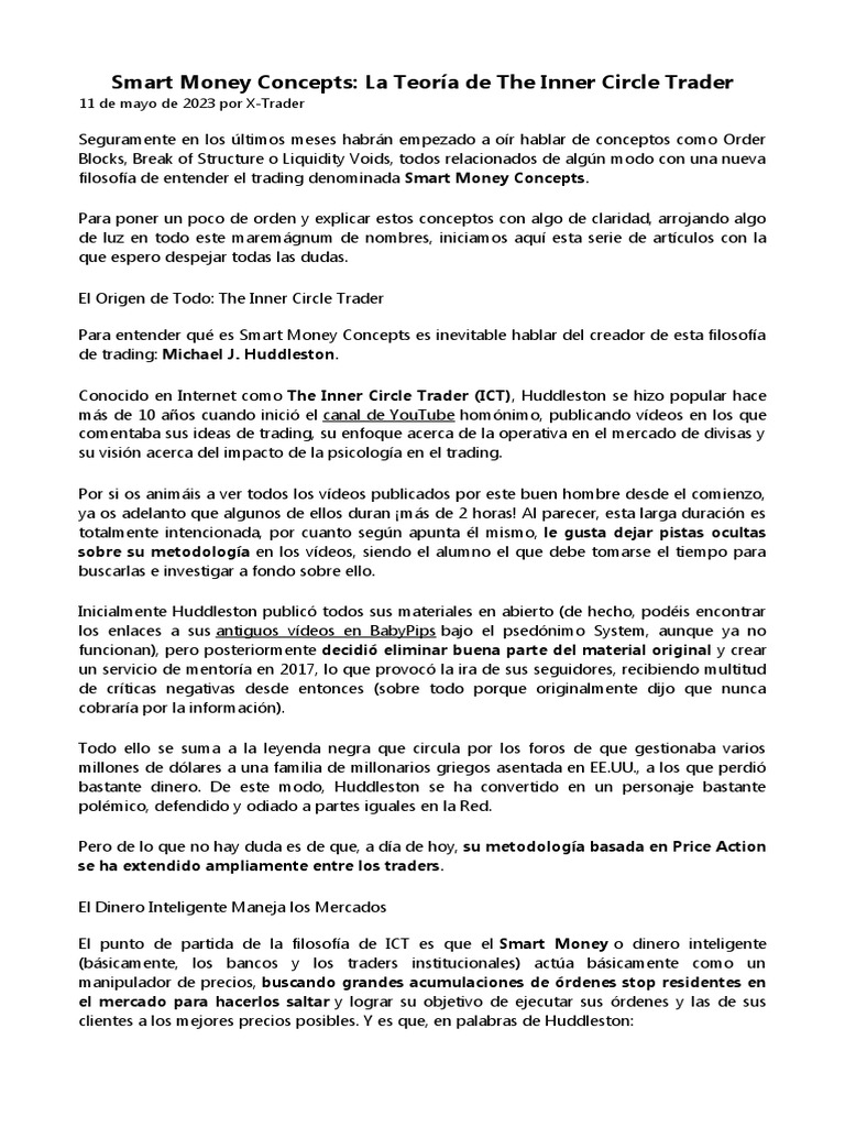 Smart Money Concepts - Inner Circle Trader (ICT) de X-Trader | PDF | Comerciante (Finanzas ...