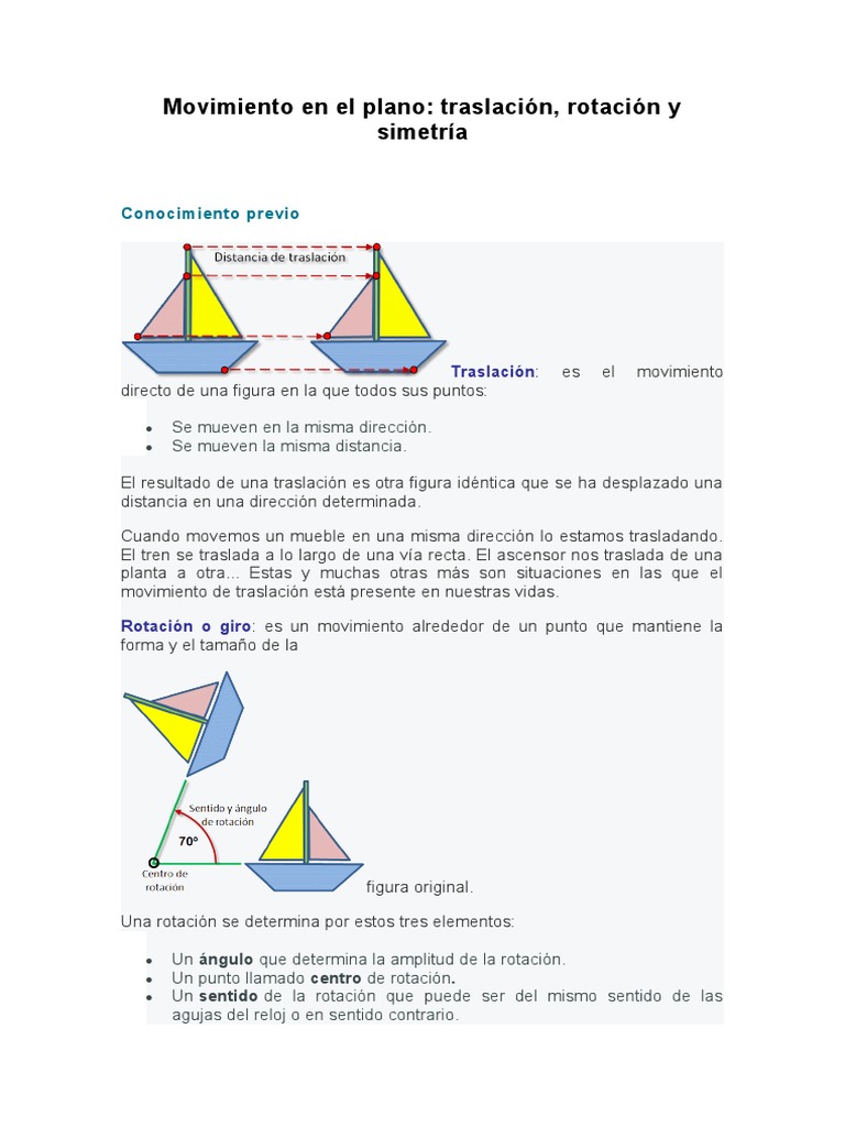 Movimiento en el plano | PDF | Rotación | Simetría