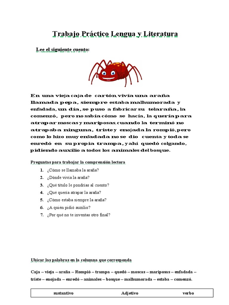 ACTIVIDADES-PARA-TRABAJAR-LA-COMPRENSIÓN-LECTORA-el-cuento-de-la-araña ...
