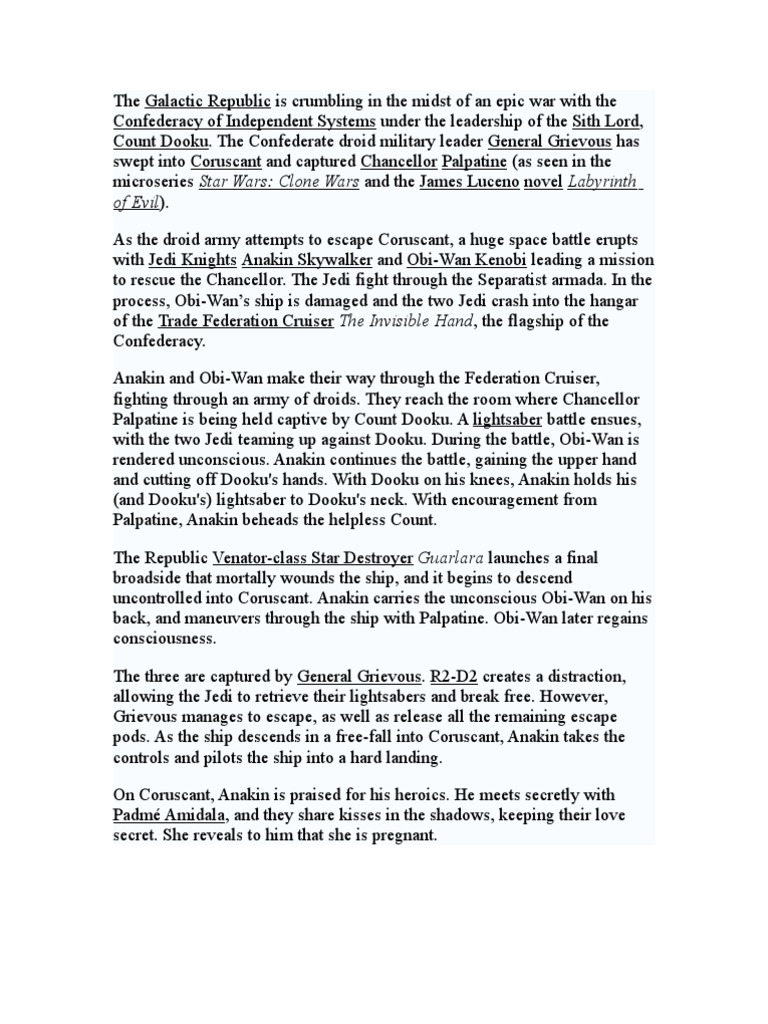 Anakin's Fall: From Jedi to Sith | PDF | Palpatine | Darth Vader