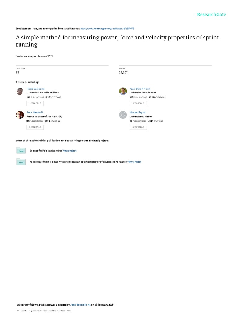 A Simple Method For Measuring Power, Force and Velocity Properties of ...