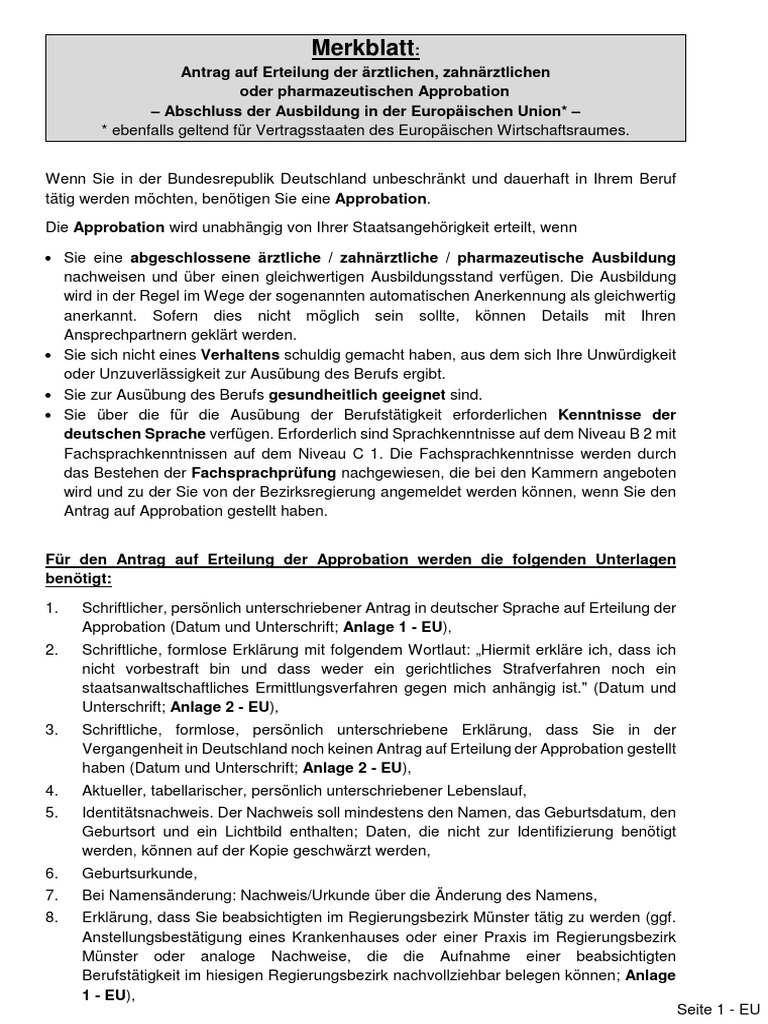 Antrag Fur Approbation | PDF Antrag Fur Approbation | PDF