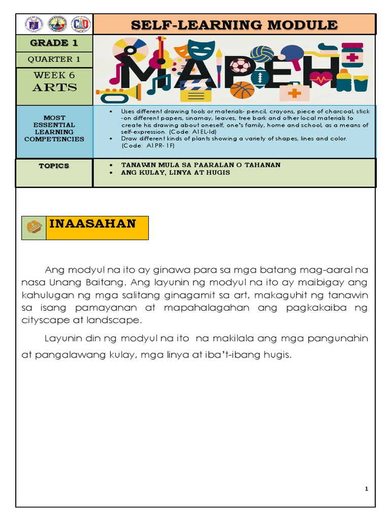 MAPEH 1 Q1 Week 6 Arts | PDF