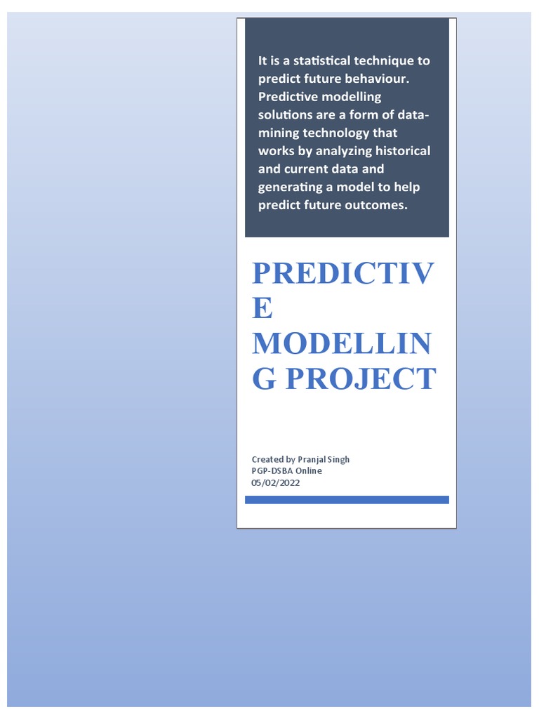 Predictive Modelling Project Pdf Multicollinearity Coefficient Of Determination