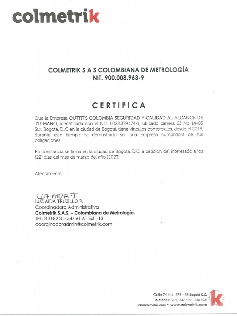 CERTIFICADO COMERCIAL | PDF