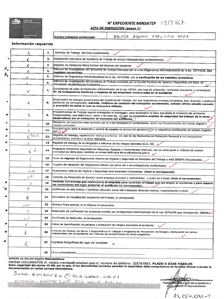 Formulario Inspección SEREMI | PDF