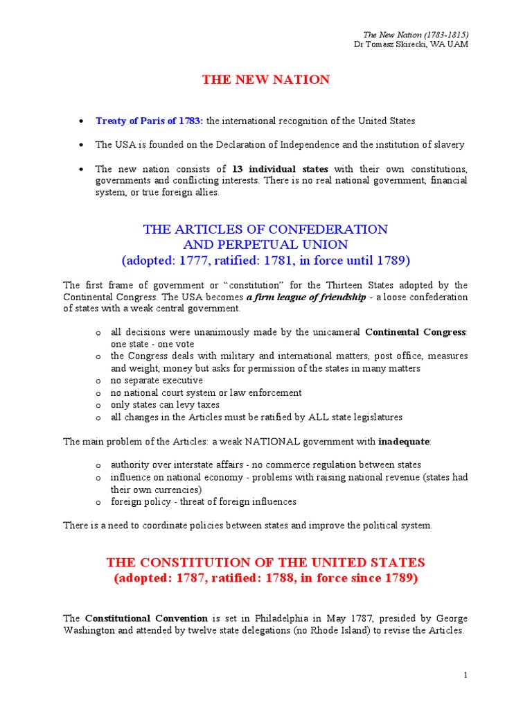 Outline The New Nation (1783-1815) | PDF | Louisiana Purchase ...