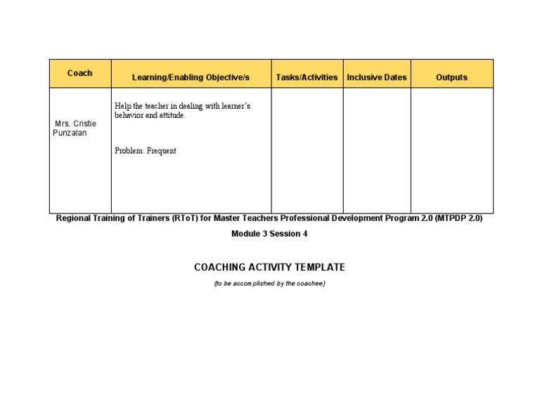Coaching Activity Template | PDF