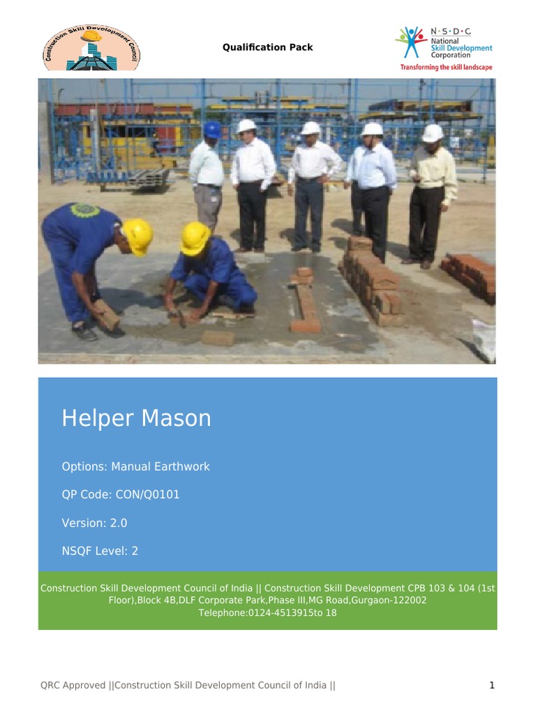 CONQ0101 Helper Mason V2.0 13 07 20 | Download Free PDF | Concrete | Waste