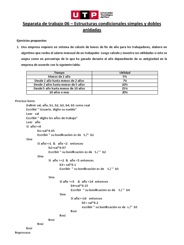 CONDICIONAL Multiple - Anidada | PDF