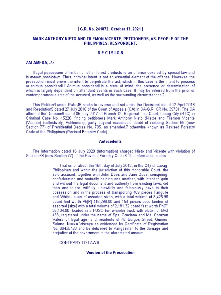MARK ANTHONY NIETO AND FILEMON VICENTE, PETITIONERS, VS. PEOPLE OF THE PHILIPPINES, RESPONDENT ...