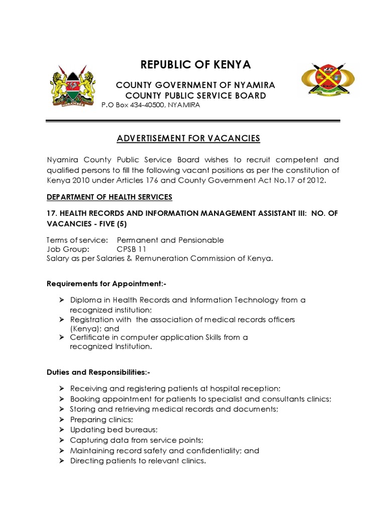 17 Health Records and Information Management Assistant III | PDF