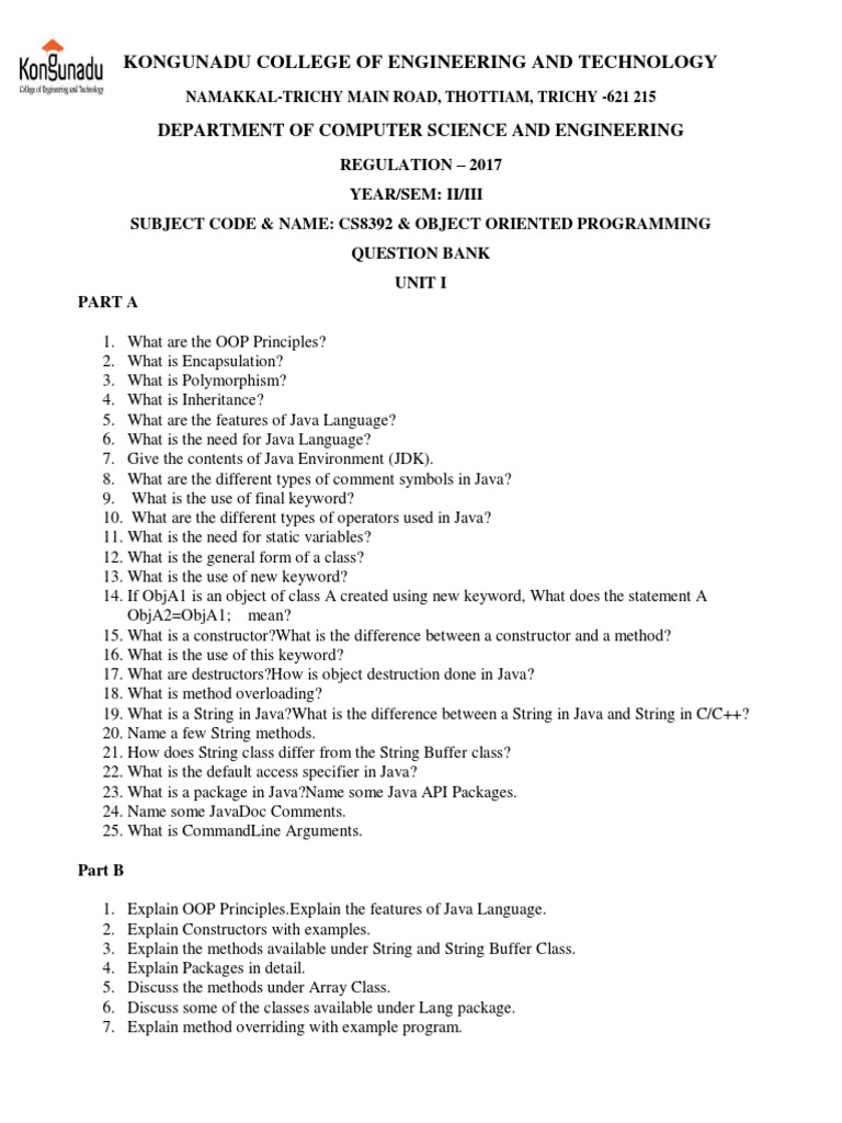 Kongunadu College of Engineering and Technology | PDF | Method ...