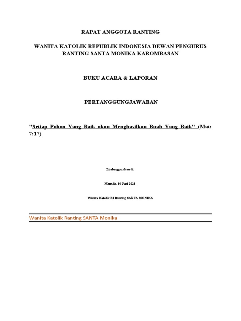 Laporan Kegiatan WKRI Ranting 2023 | PDF | Karier & Perkembangan