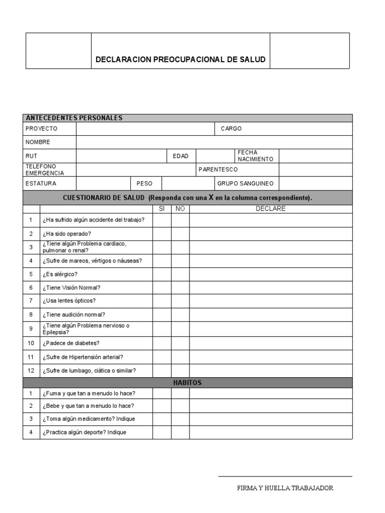 Propuesta Formato Declaracion de Salud | PDF