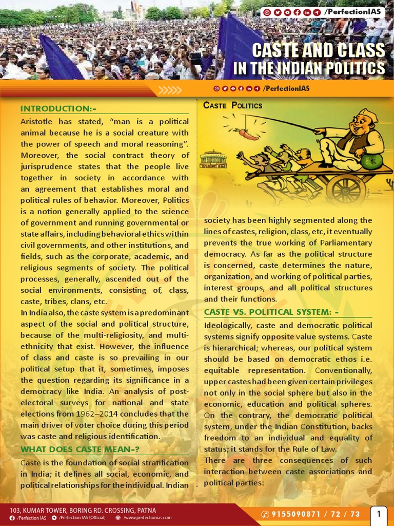 Caste and Class Caste and Class: in The Indian Politics in The Indian ...