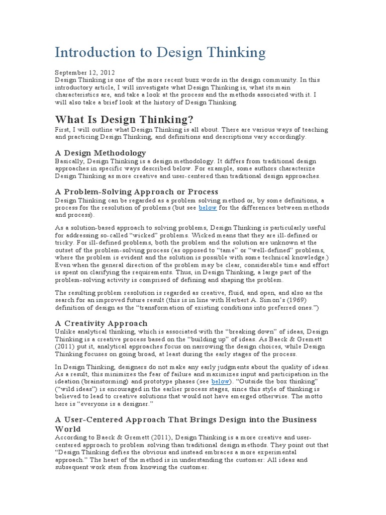 Introduction To Design Thinking | PDF | Design Thinking | Design
