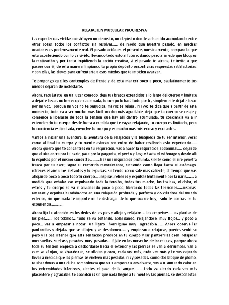 Relajacion Muscular Progresiva | PDF | Respiración | Mente