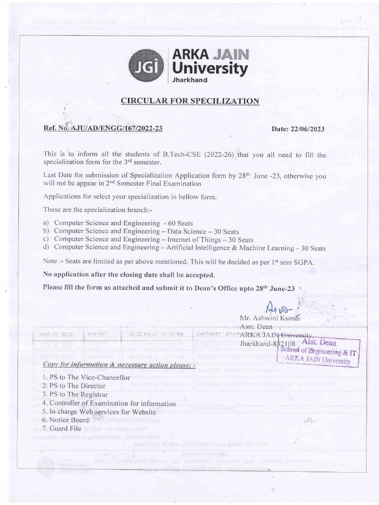 167 - Notice For Specialization | PDF | Information Technology | Cyberspace