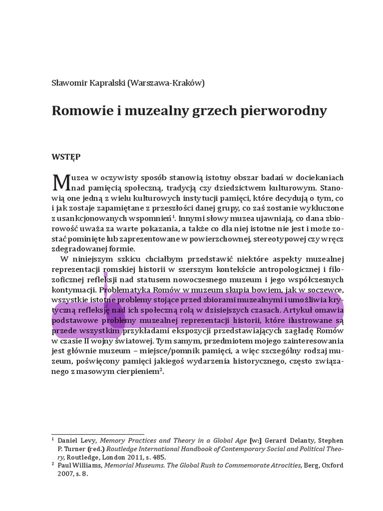 Romowie I Muzealny Grzech Pierworodny | PDF