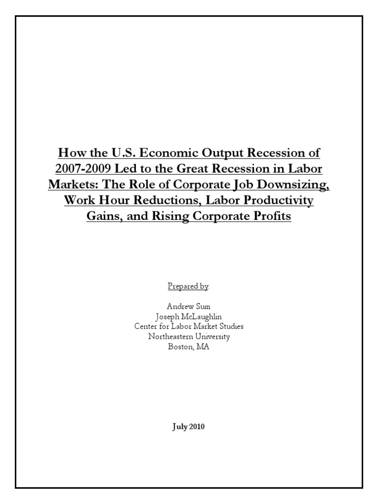 How U.S. Economic Output Recession 2007-2009 Led To The Great Recession ...