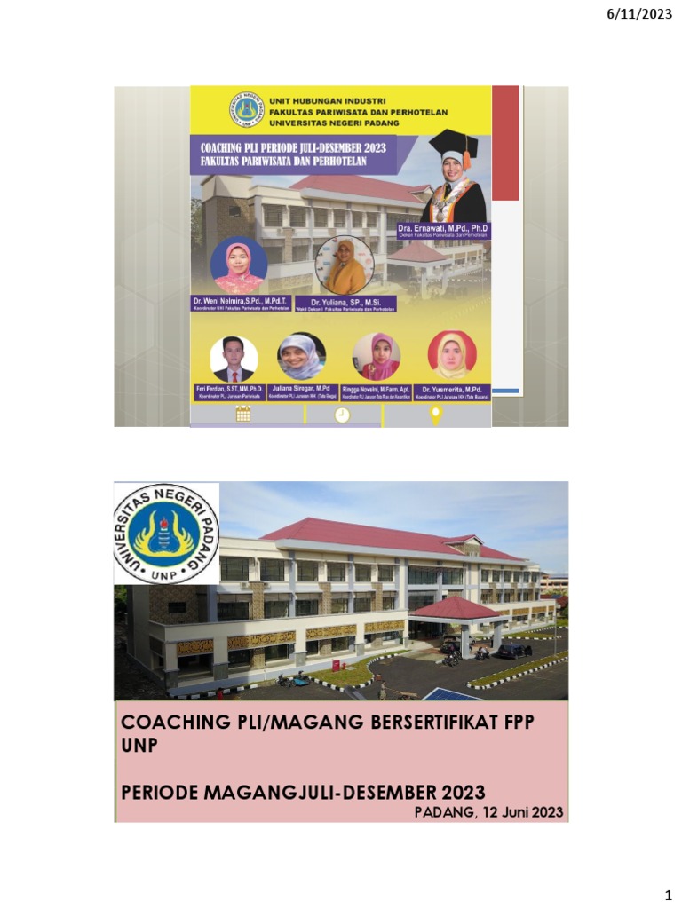 Materi COACHING PLI FPP UNP Periode Magang Juli-Des 2023 ok | PDF