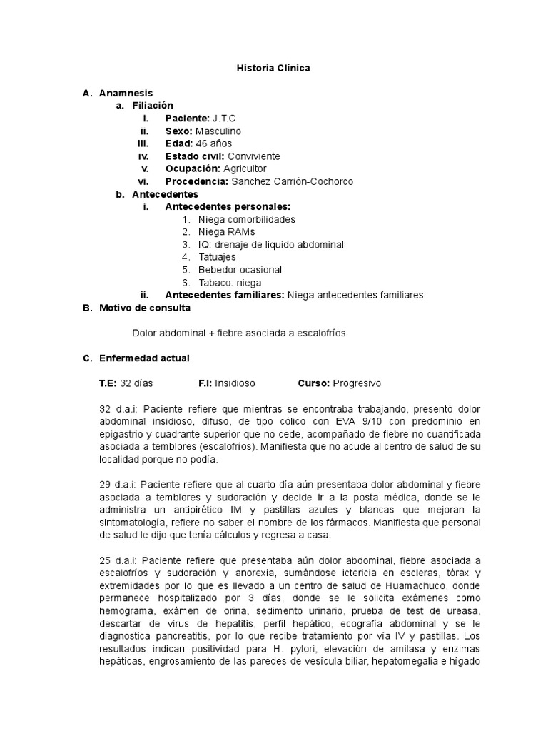 Historia Clínica - Gastroenterología | PDF | Especialidades Medicas | Medicina CLINICA
